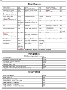 Victoria Clinic Fees - Victoria Clinic